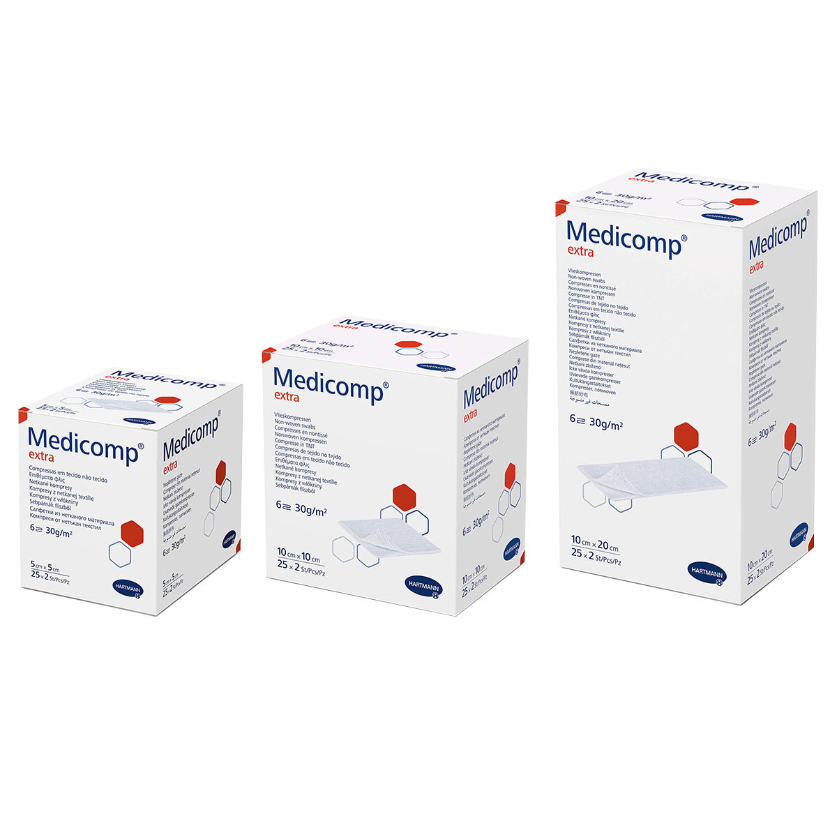 Hartmann Medicomp extra steril Vlieskompressen 6-fach, 2 x 25 Stück