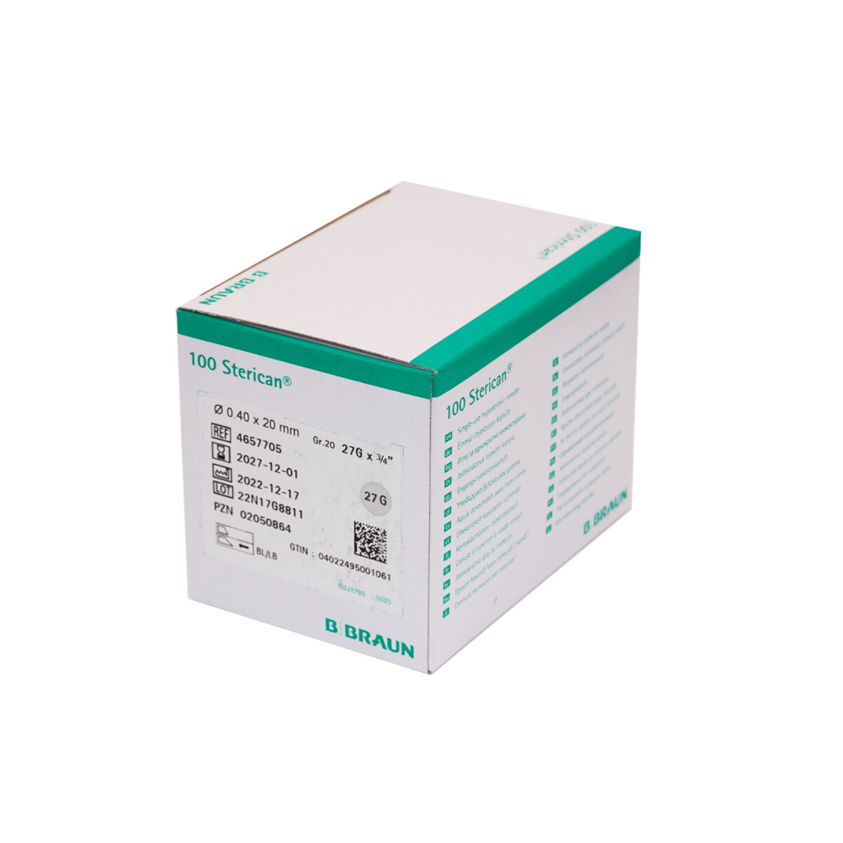 B. Braun Sterican Standardkanülen GR. 20, G 27 x 3/4", 0,40 x 20 mm,